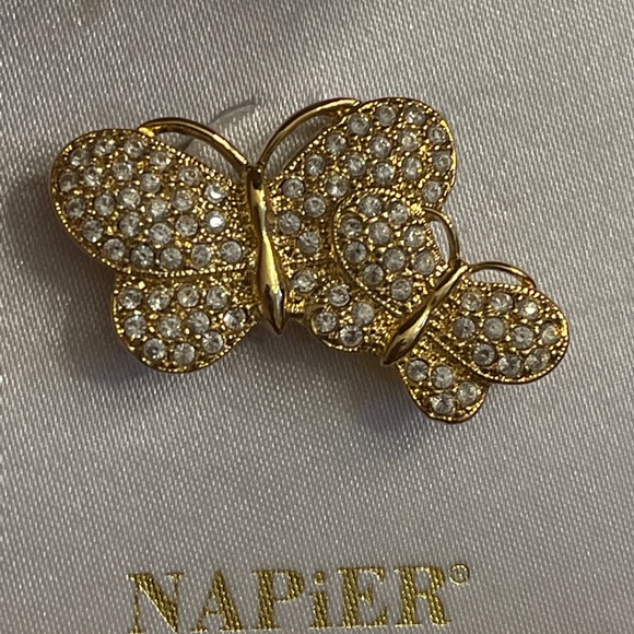 Napier | Jewelry | Vintage Napier Double Butterfly Rhinestone Pinbrooch ...